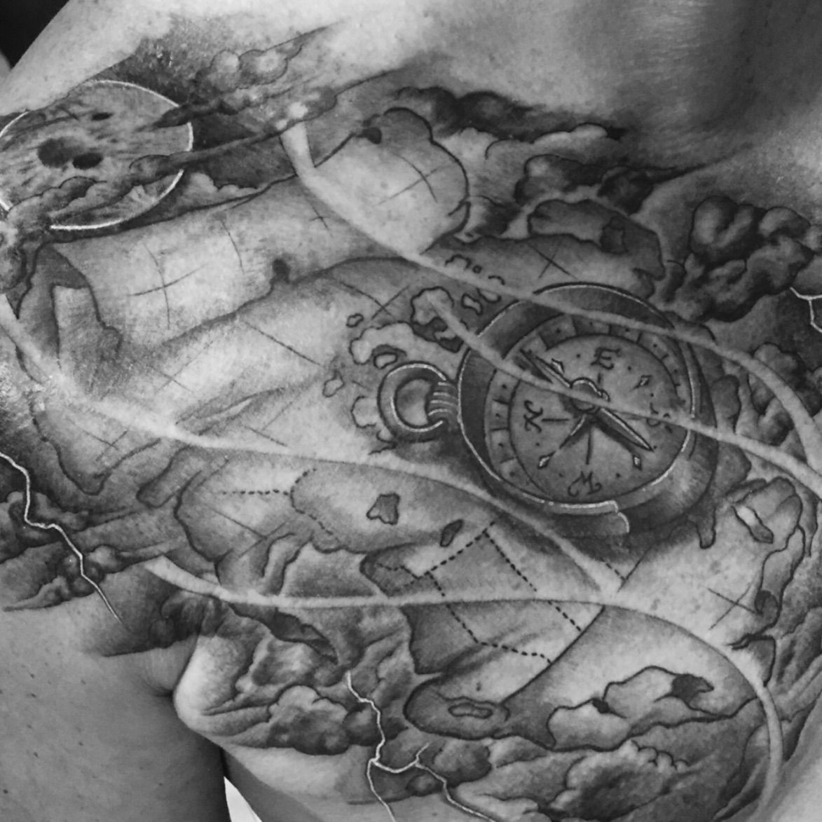 Nautical map tattoo sleeve - Bronctattooaus.com