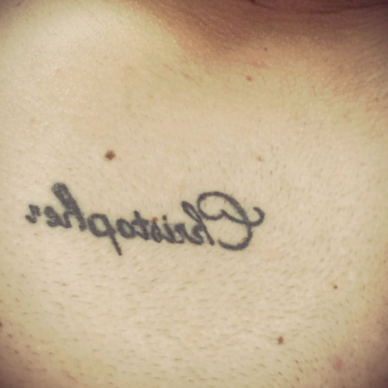 Christopher in cursive tattoo photos - Wisconsintattoocompany.com
