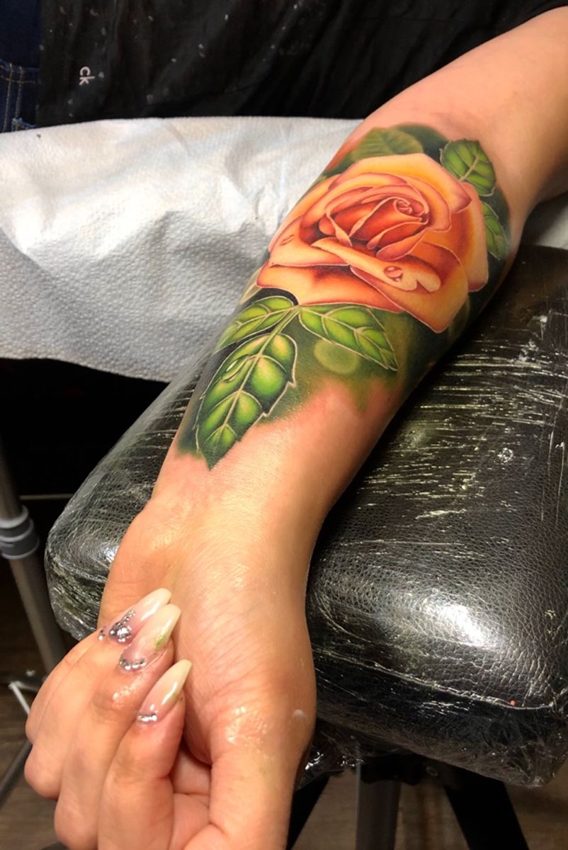 Tattoo uploaded by Liz Venom • A super fun orange rose I did at ...