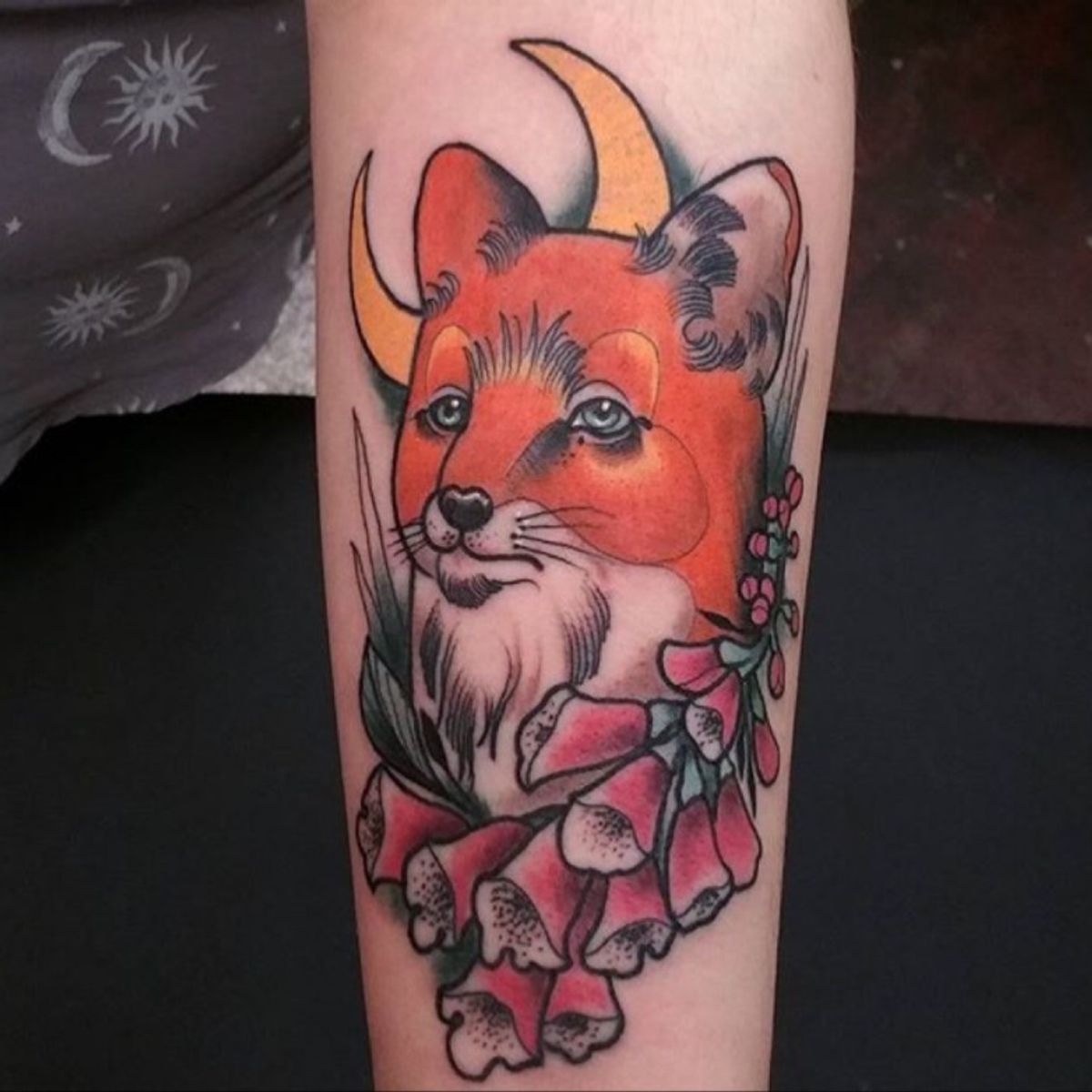 Tattoo uploaded by Katie • Cute fox moon tattoo #fox #moon • Tattoodo