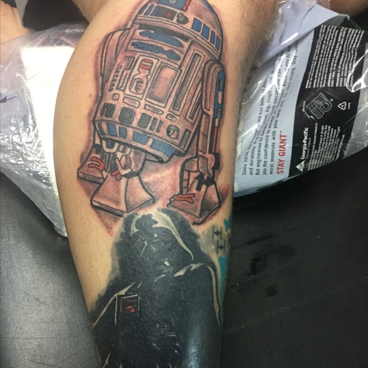 Tattoo uploaded by Mykal Roc • Star wars tattoo R2-D2 and Darth Vader ...