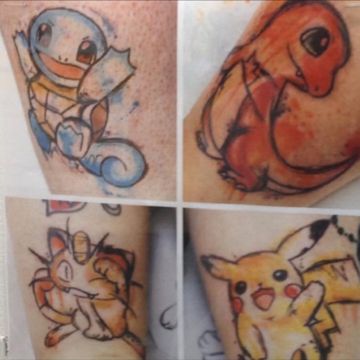 Tattoo uploaded by Katie • Squirtle, Charmander, Meowth and Pikachu ...