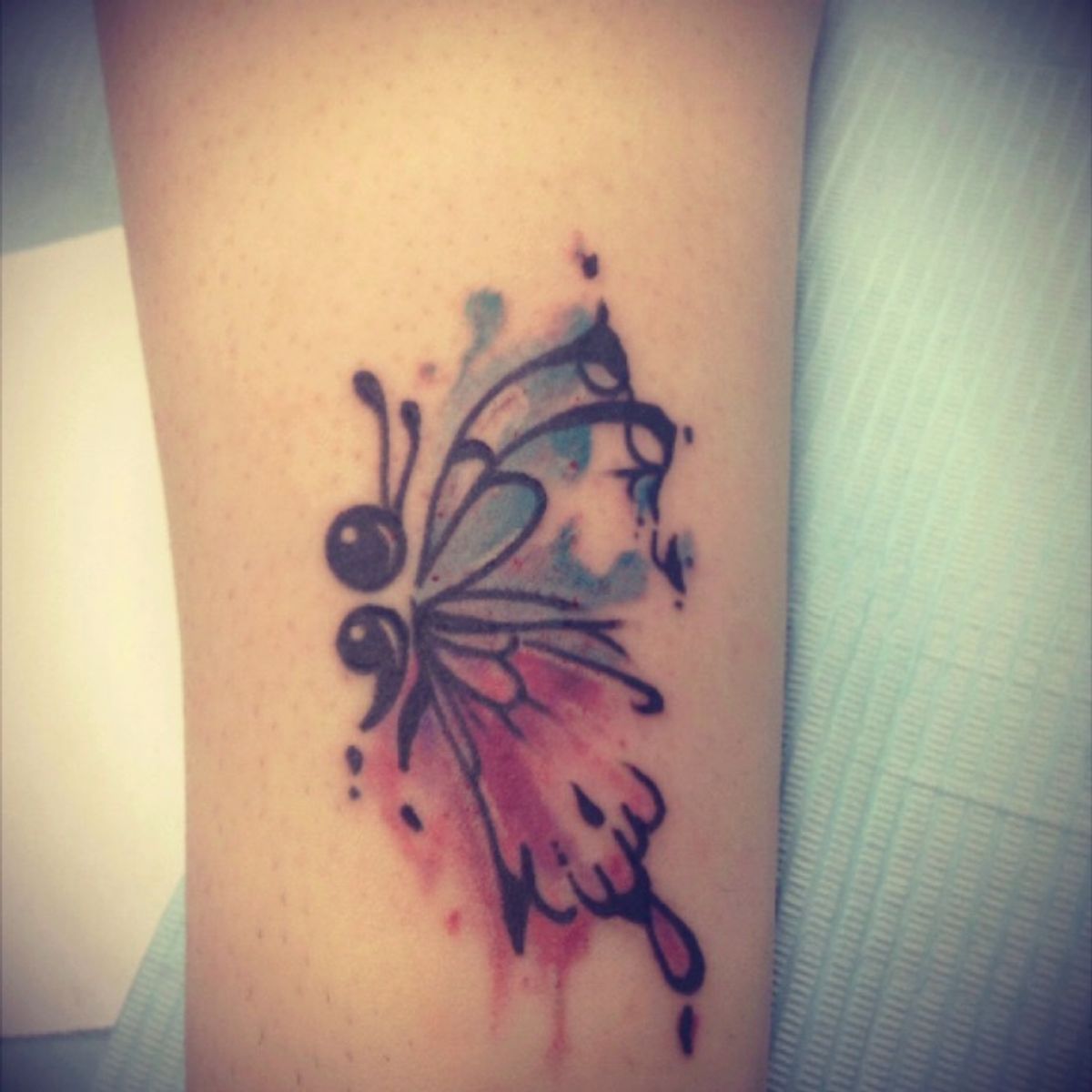 Tattoo uploaded by emmadancer2016 • Semi colon butterfly #butterfly # ...