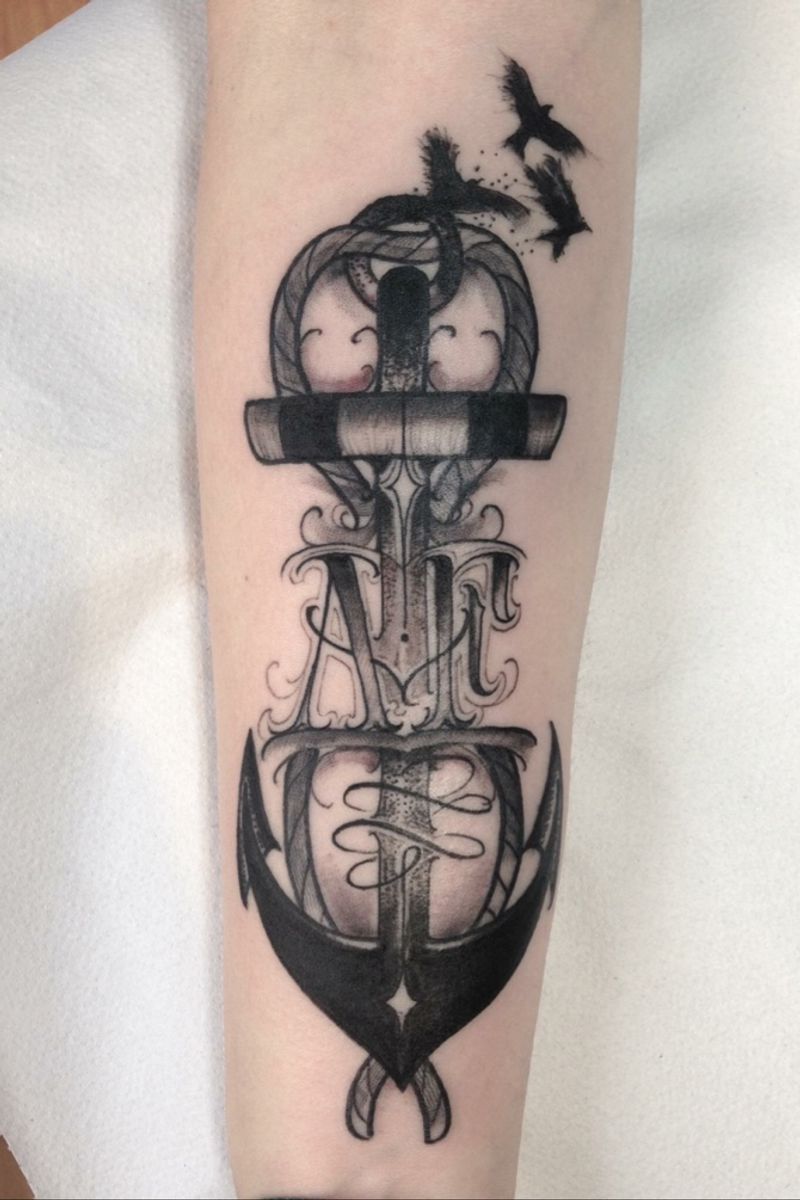 Tattoo uploaded by Sara Rizzi • #ancora #a #F #corvo ⚓️ • Tattoodo