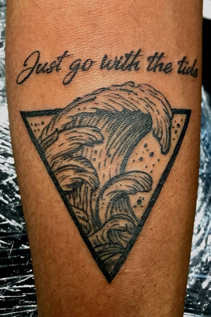 Tattoo uploaded by Sakoe • Just go woth the tide #minimalist #waves # ...