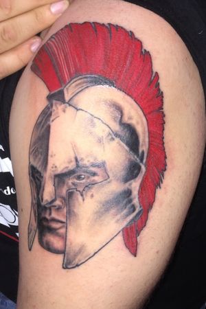 Tattoo uploaded by Michael Potamousis • Spartan Helmet with Face • Tattoodo