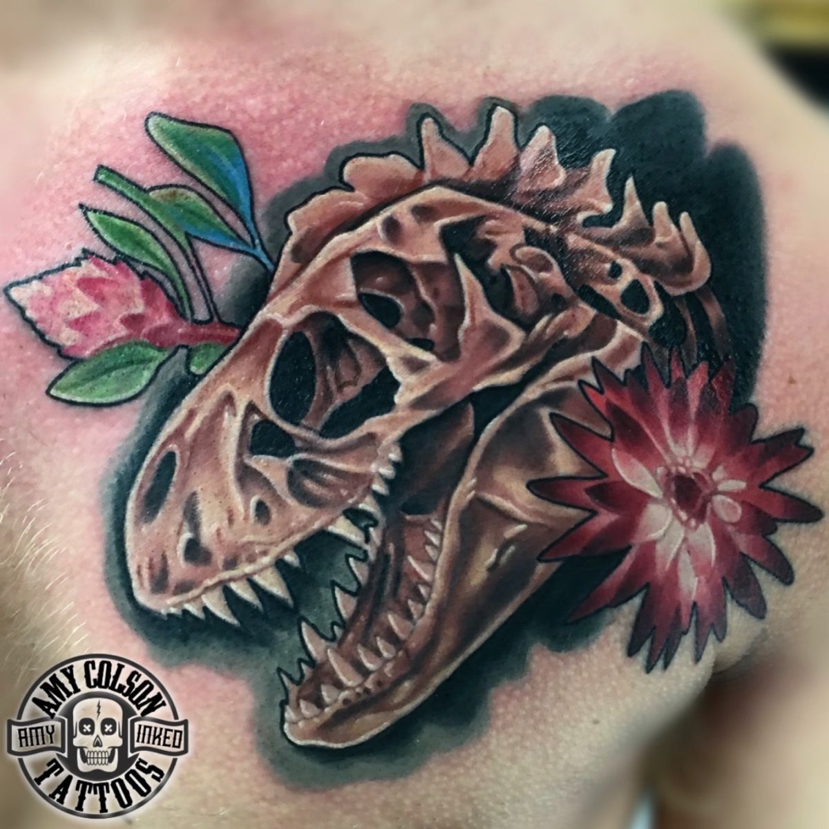Tattoo uploaded by Amy Lynn Colson • T-rex skull #trextattoo # ...
