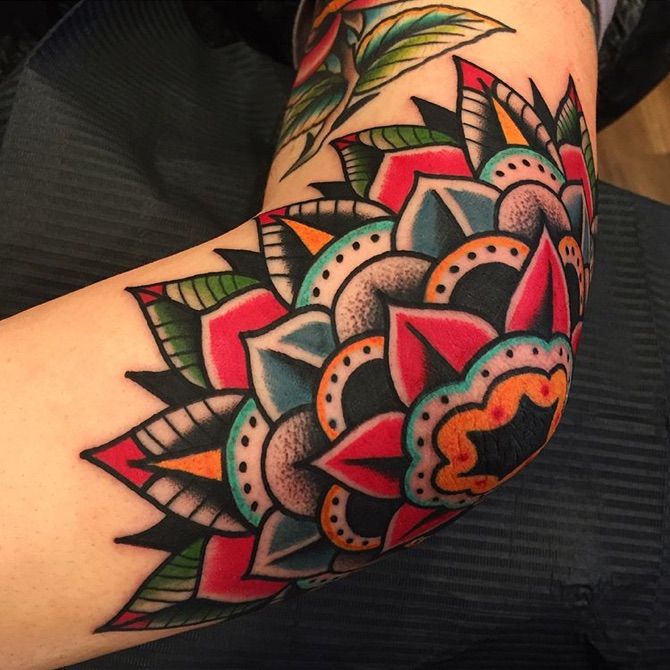 Traditional Mandala Flower Elbow