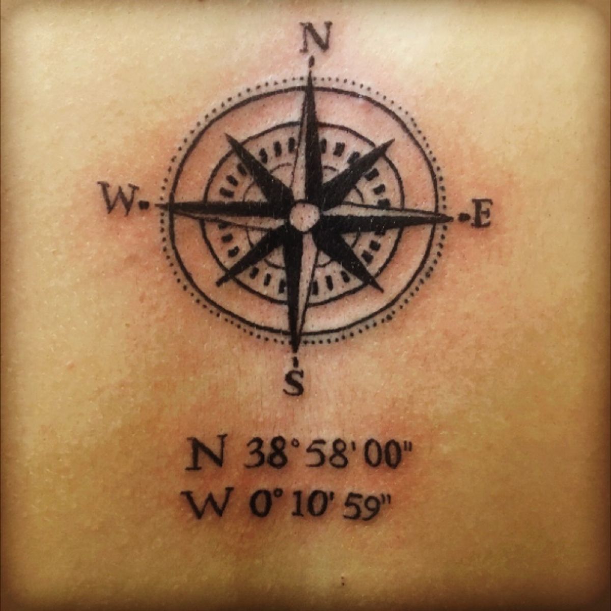 Tattoo uploaded by Mariam Gregorio • Compass with my granma birthplace ...