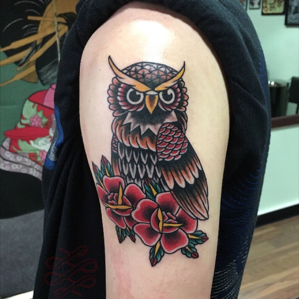 Tattoo uploaded by Lewis hazlewood • Trad owl! #traditionalowltattoo # ...
