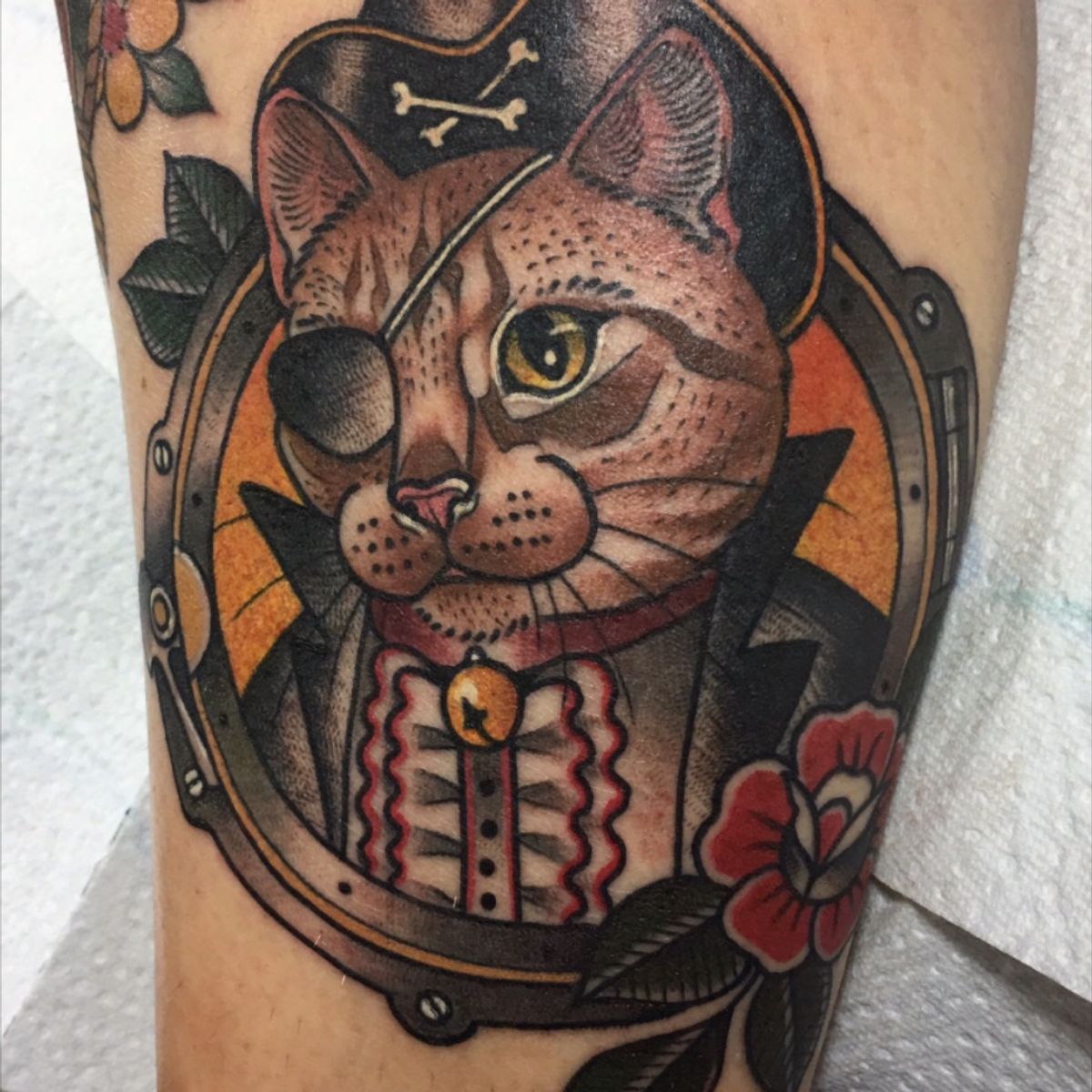 Tattoo uploaded by Guen Douglas • Calf pirate cat • Tattoodo